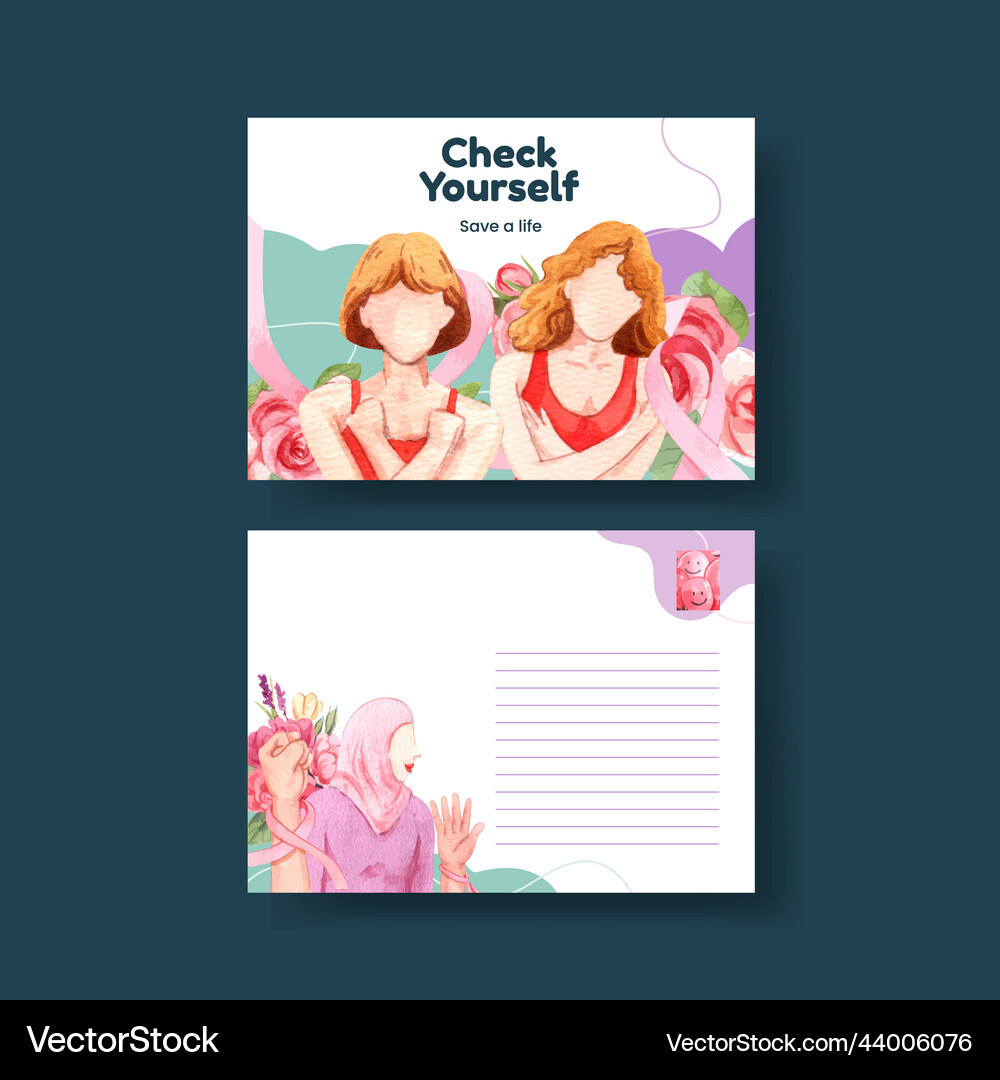 Postcard template with breast cancer Royalty Free Vector