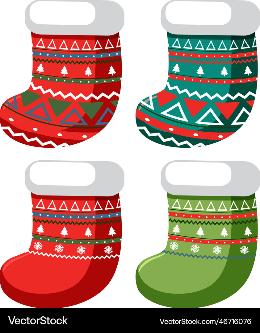 Set of christmas socks Royalty Free Vector Image
