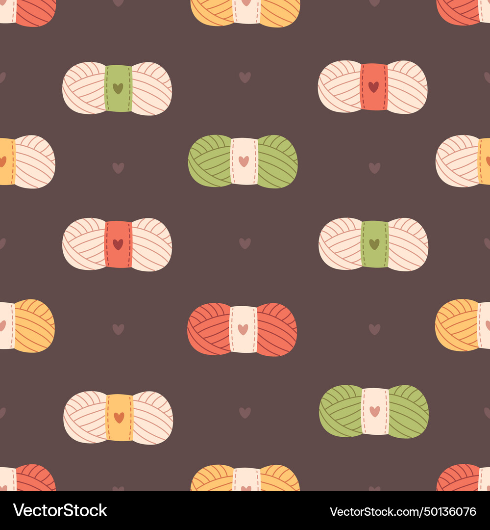 Skein of wool yarn seamless pattern knitting Vector Image