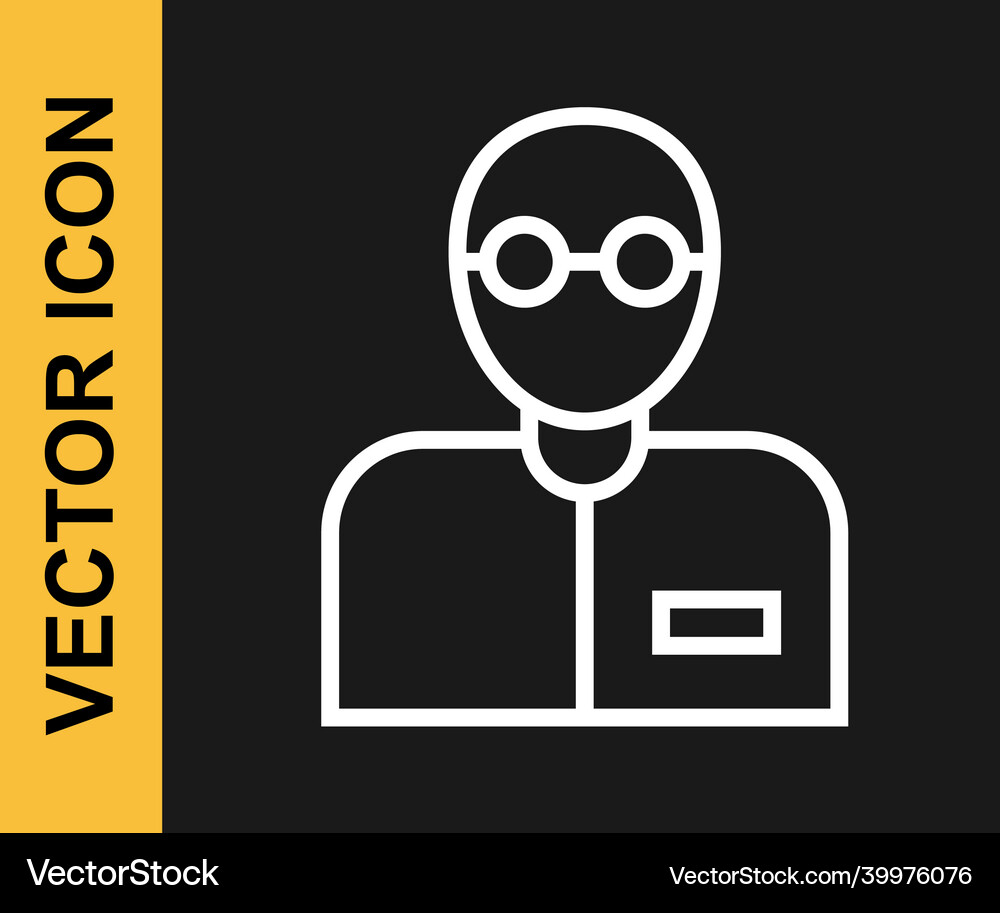 White line teacher icon isolated on black Vector Image