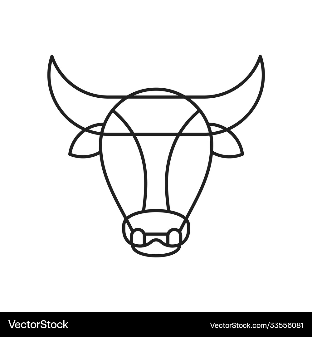 Bull head outline logo on white background Vector Image