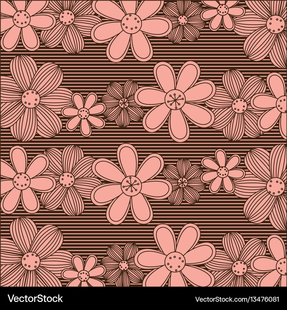 Color pattern of rows flowers with stripes Vector Image