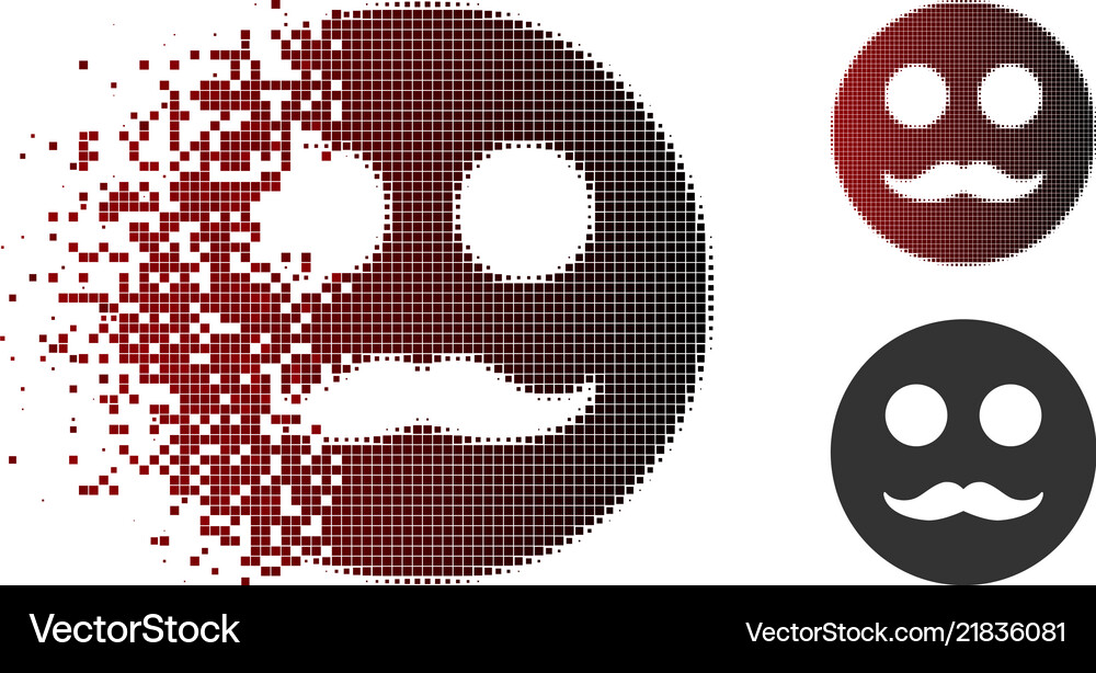 Damaged pixelated halftone gentleman smiley icon Vector Image