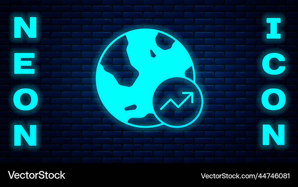 Glowing neon financial growth increase icon Vector Image