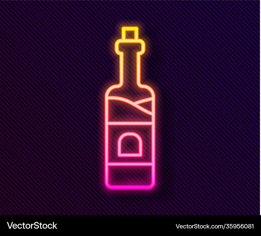 Glowing neon line bottle wine icon isolated Vector Image