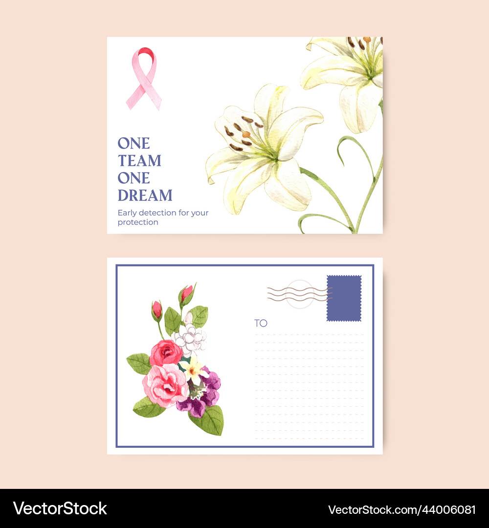 Postcard template with breast cancer Royalty Free Vector