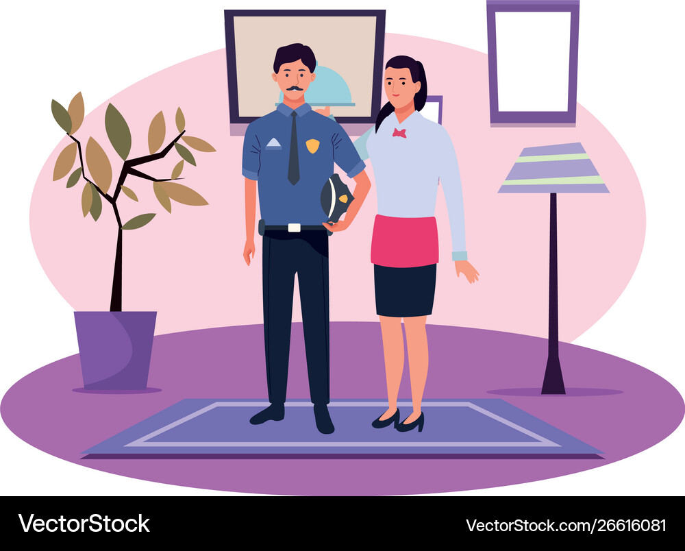 Professionals workers couple smiling cartoons Vector Image