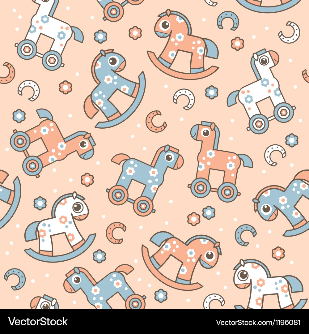 Seamless pattern with cute horses Royalty Free Vector Image