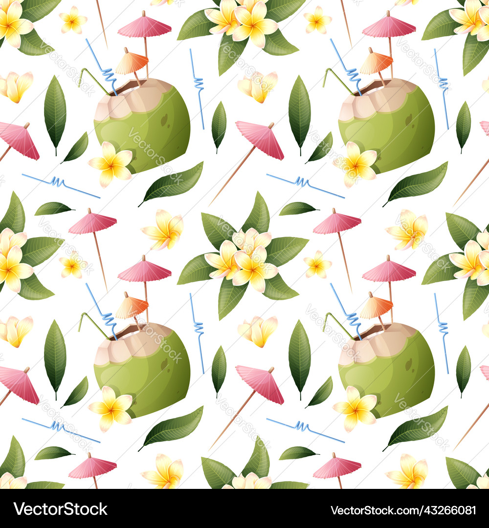 Summer seamless pattern with tropical flowers Vector Image