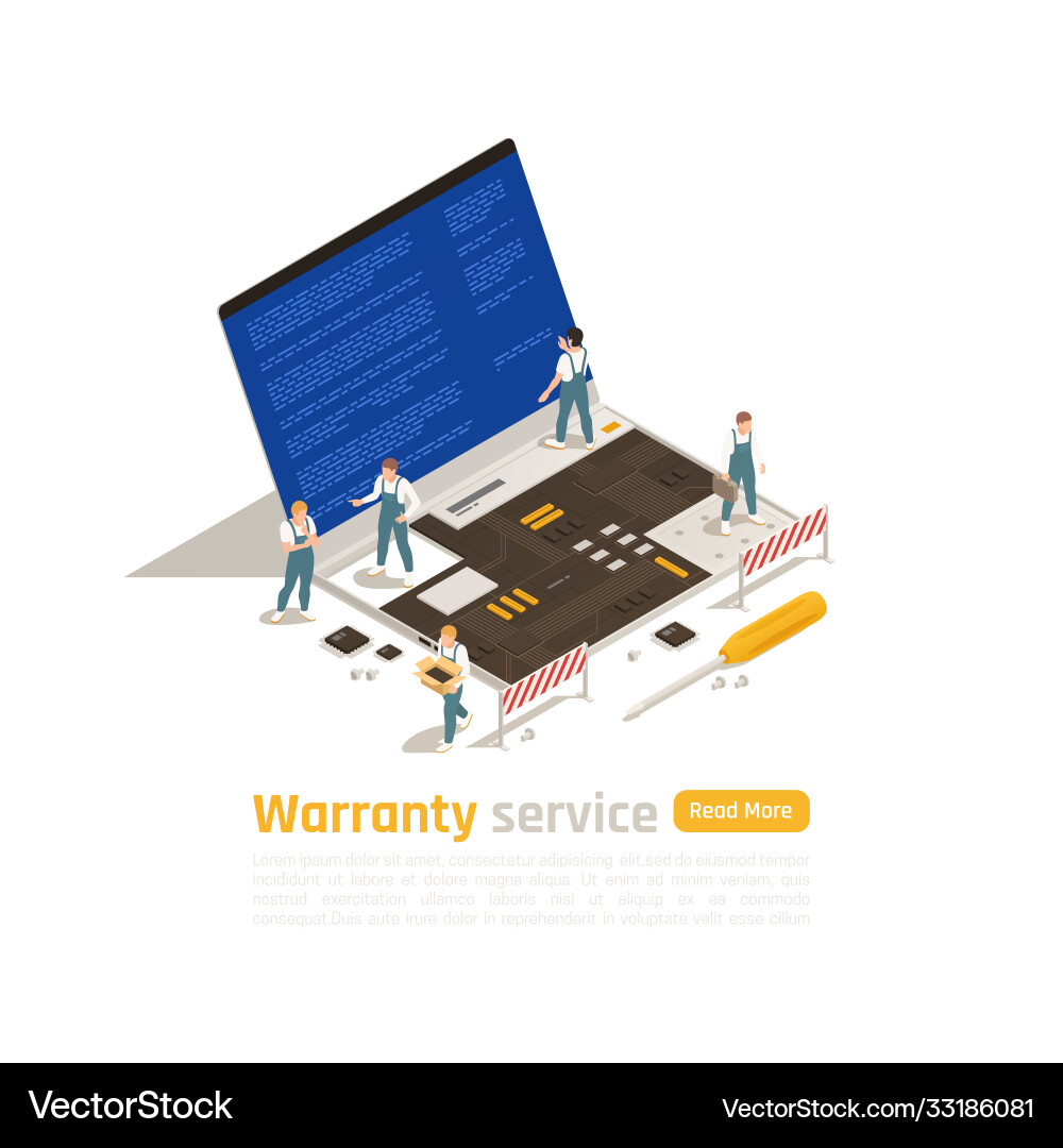 Warranty service isometric poster Royalty Free Vector Image