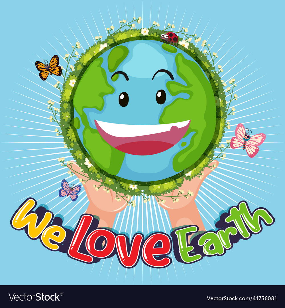 Loving Earth Logo Happy Earth Day Design Save Tree Icon Royalty Free