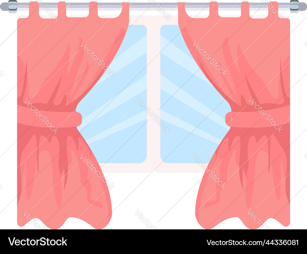 Window with pink curtains on a white background Vector Image