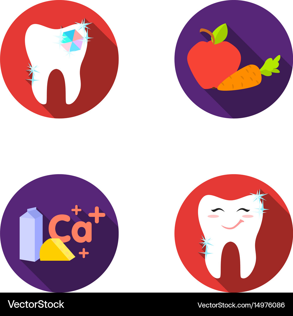 A tooth with brilliant sparkling an apple Vector Image