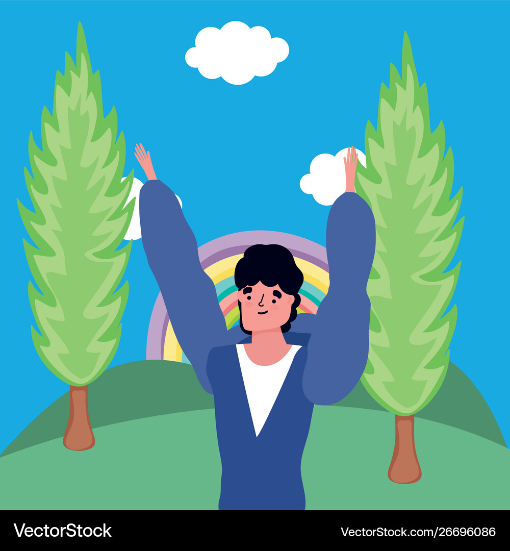 Avatar man over landscape design Royalty Free Vector Image