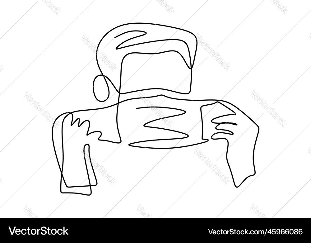 Continuous line drawing of young man wearing Vector Image