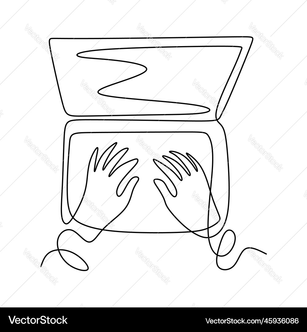 Continuous one line drawing of hand typing Vector Image