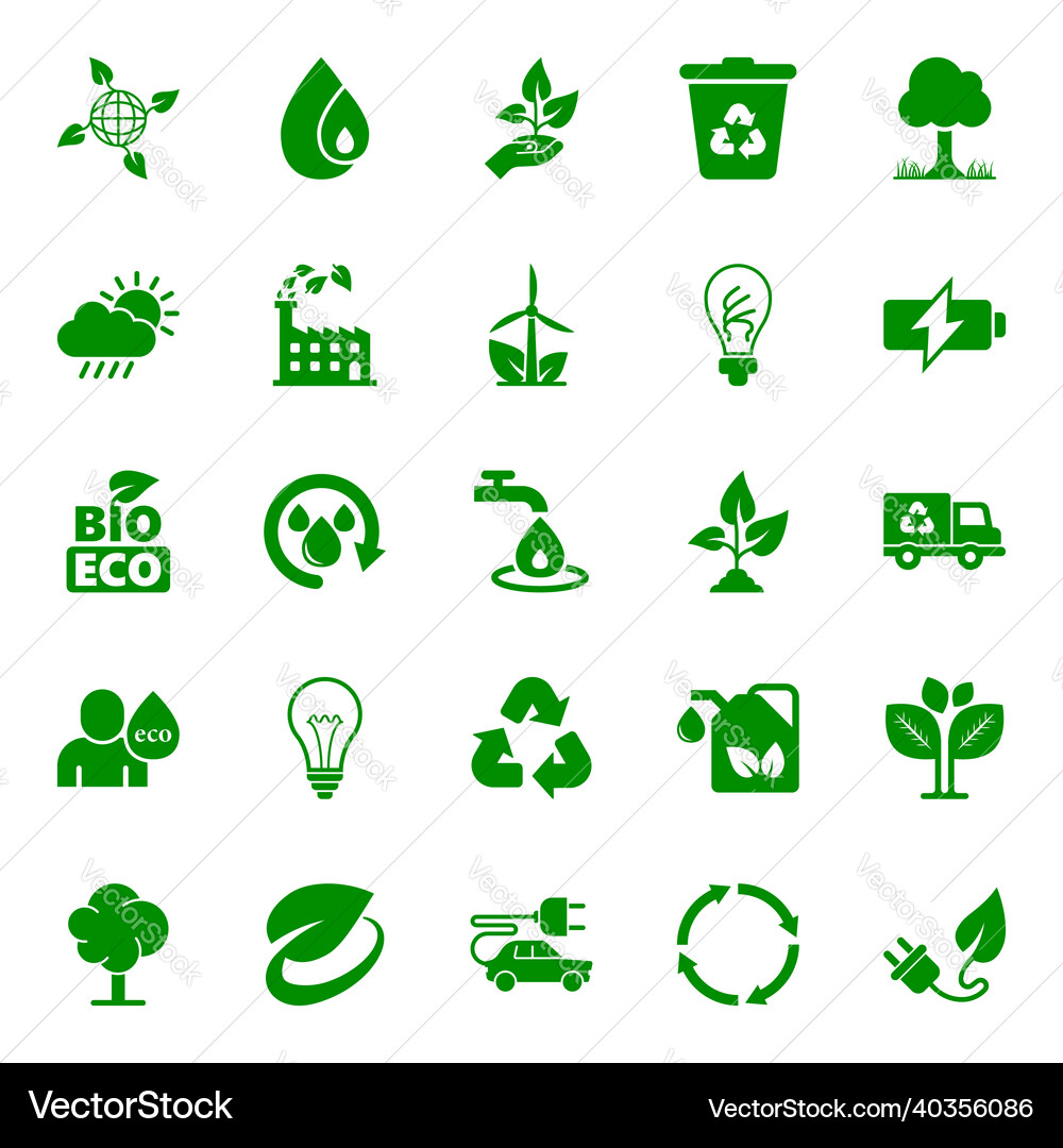 Eco environment icons set in flat style ecology Vector Image