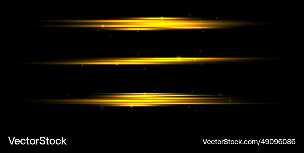 Gold neon divider lines set yellow glowing Vector Image