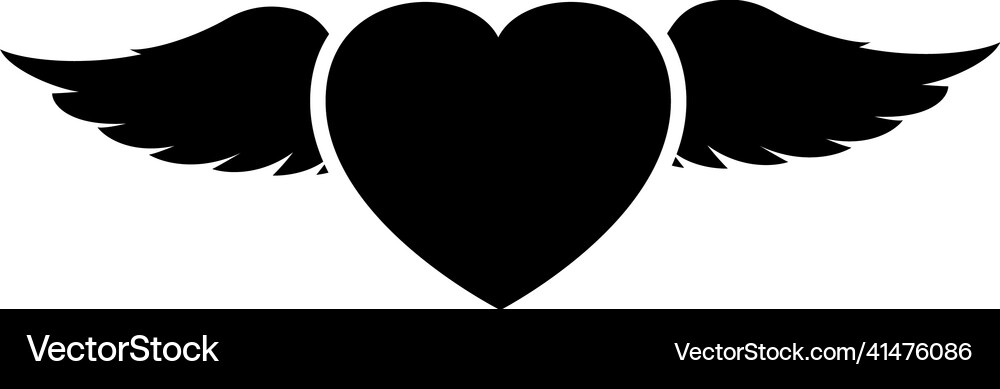 Heart with wing icon black color image flat style Vector Image