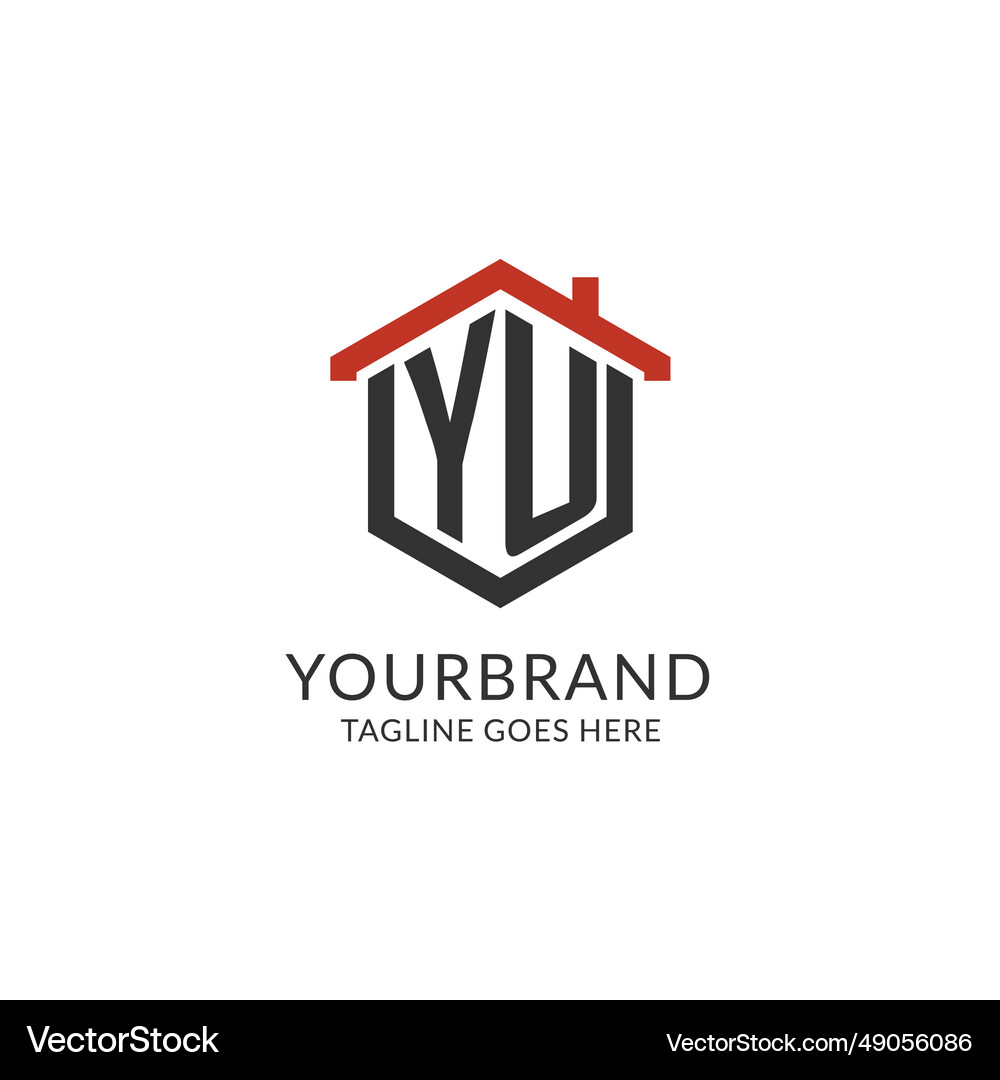 Initial logo yu monogram with home roof hexagon Vector Image