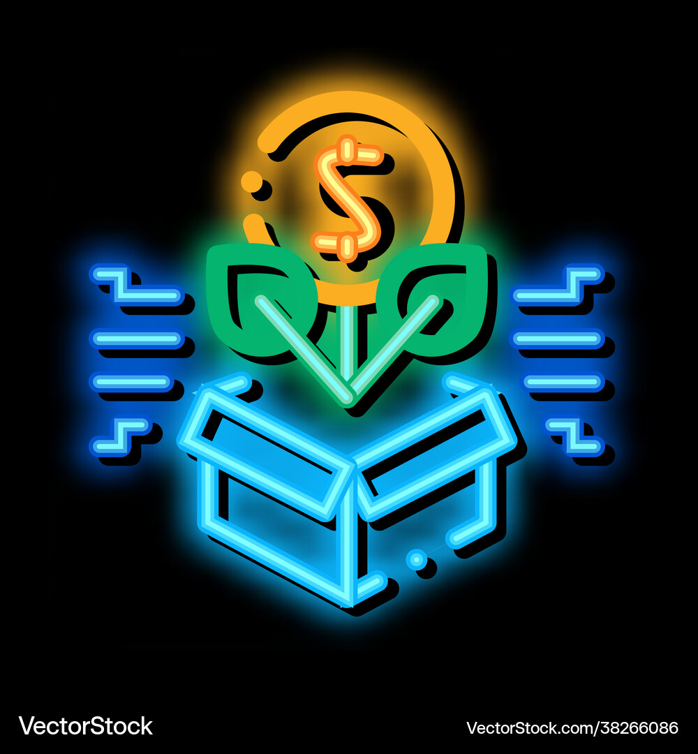 Money tree growing neon glow icon Royalty Free Vector Image