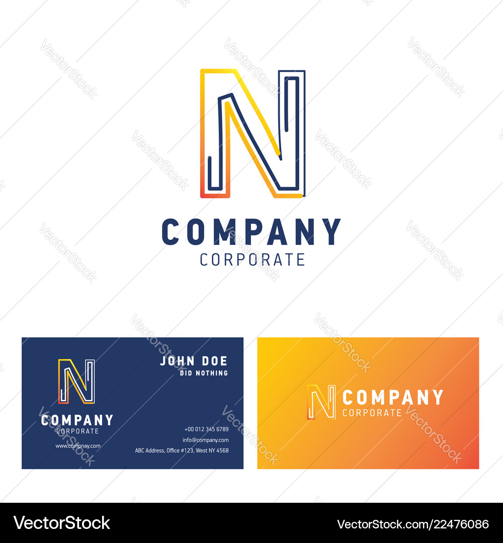 N company logo design with visiting card Vector Image