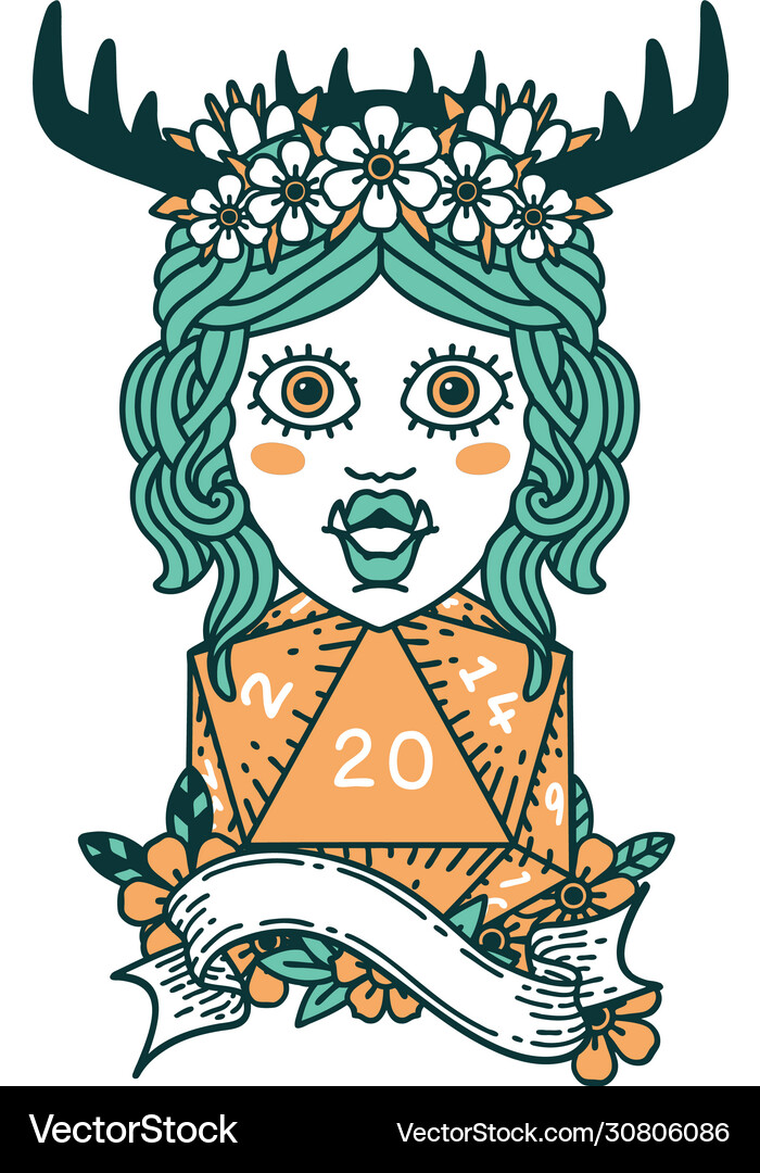 Orc druid character with natural twenty dice roll Vector Image