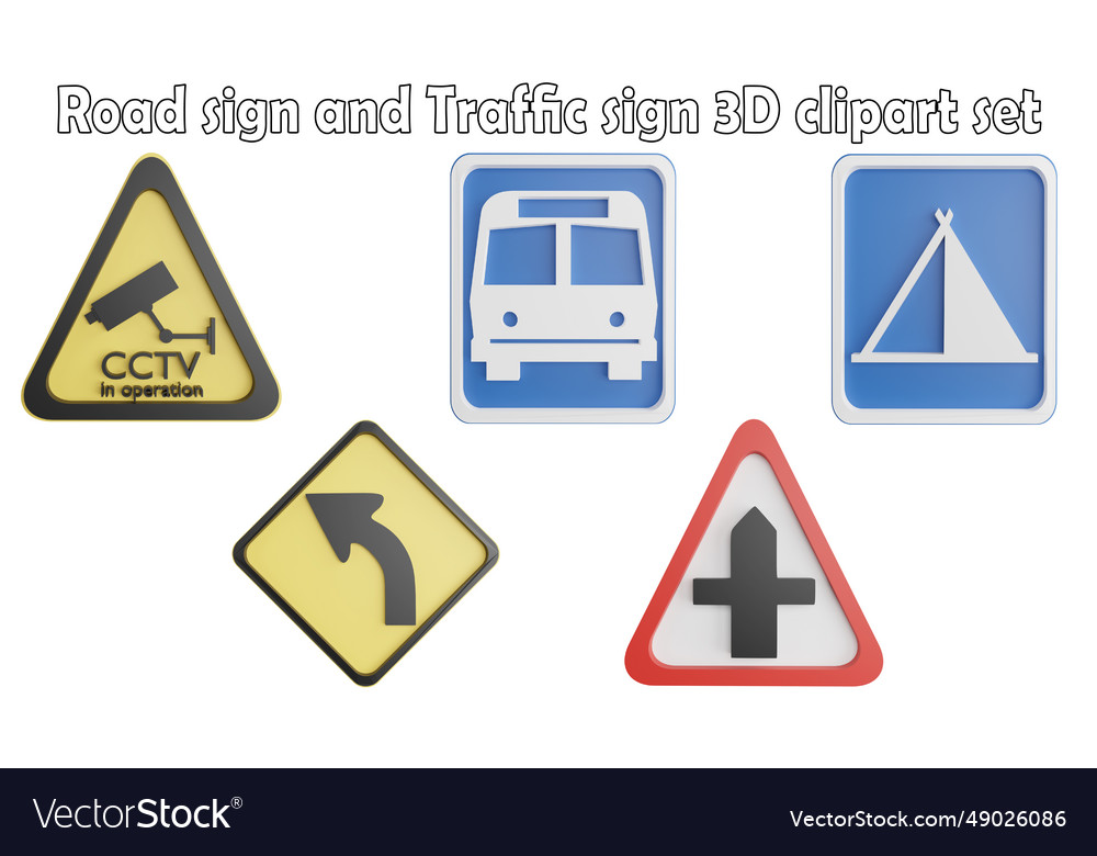Road sign and traffic sign clipart element Vector Image