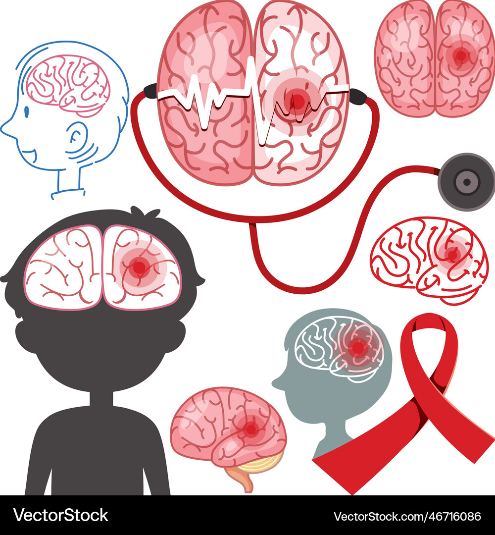 Set of human brain icon Royalty Free Vector Image