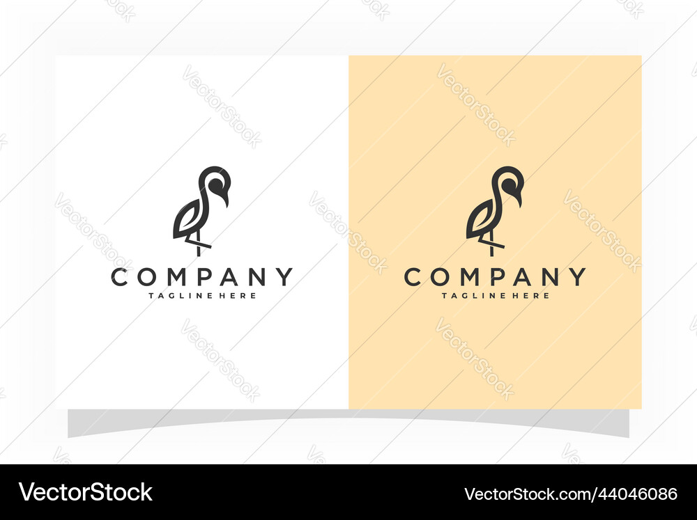 Stork logo in mono line style Royalty Free Vector Image