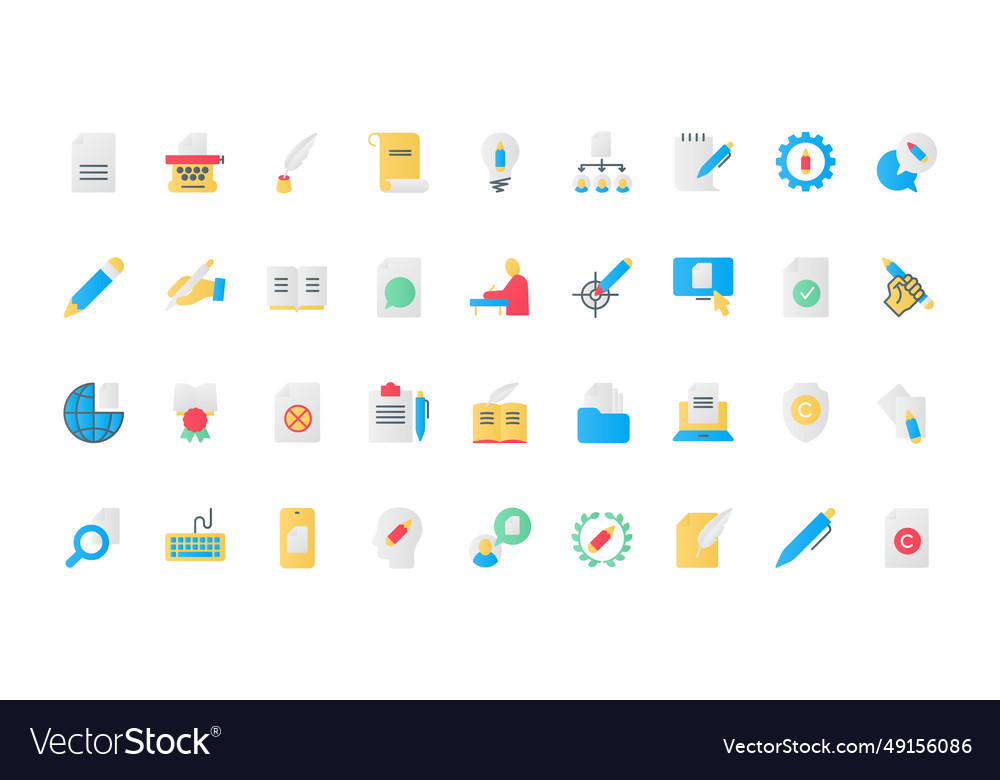 Storytelling copywriting flat icons set authors Vector Image