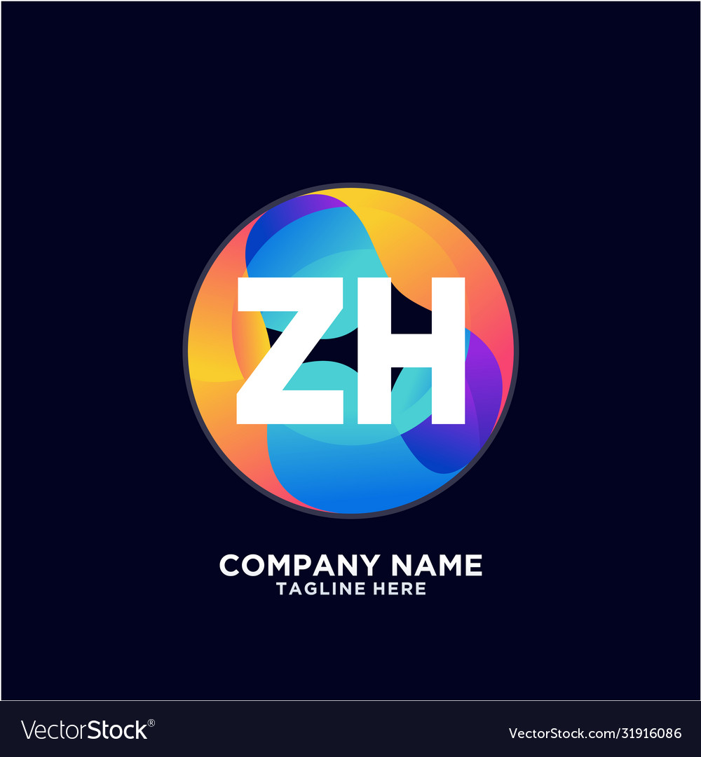 Zh initial logo with colorful circle template Vector Image
