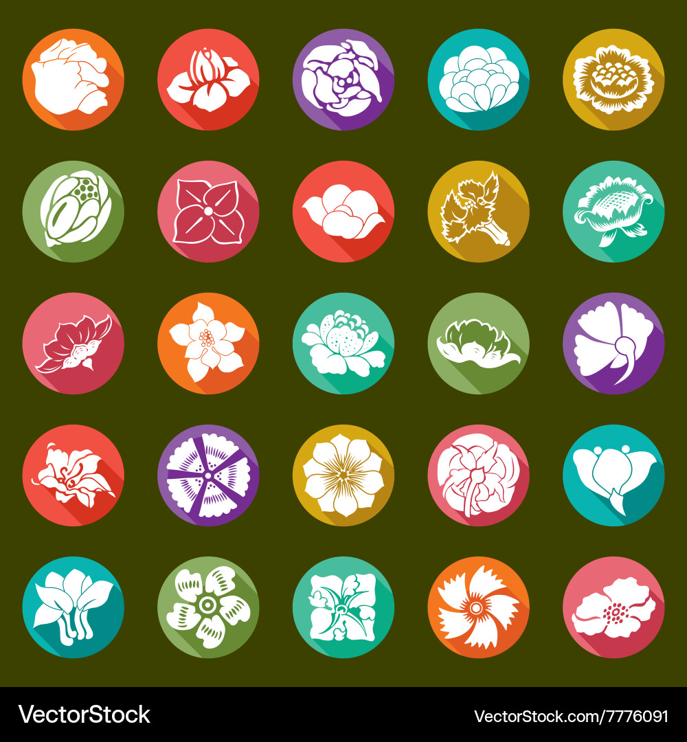 25 modern flowers icons - sets Royalty Free Vector Image