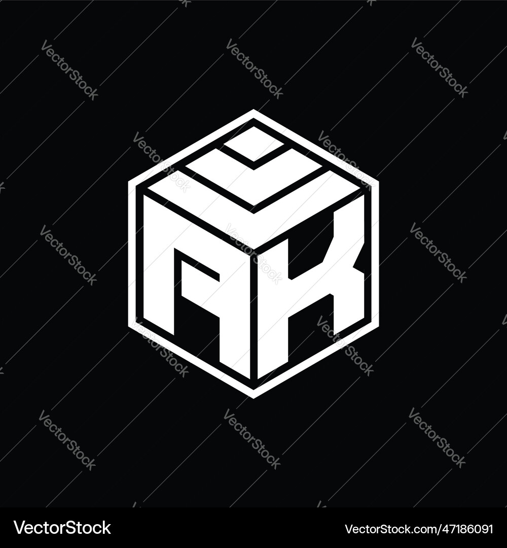 Ak logo monogram with hexagon geometric isolated Vector Image