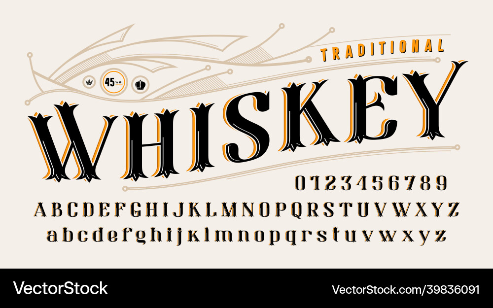 Decorative serif font in elegant style Royalty Free Vector