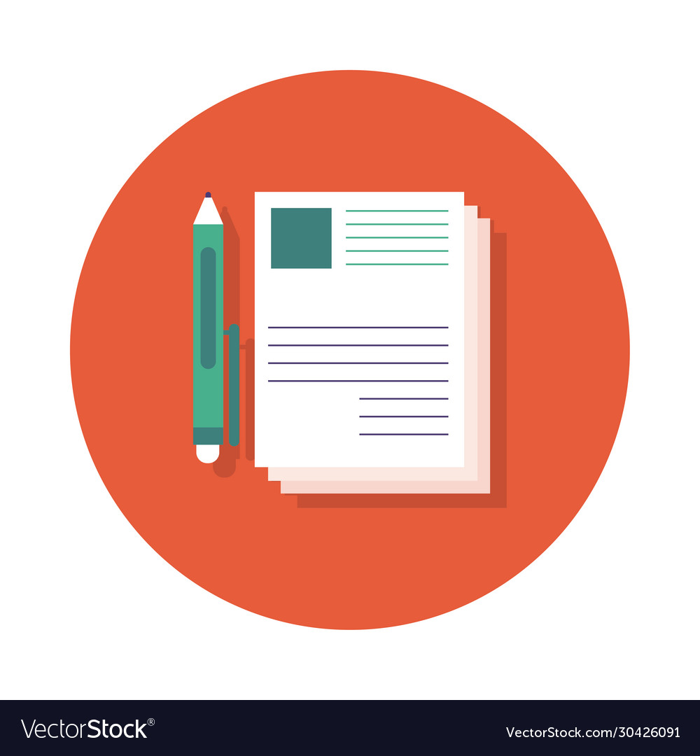 Documents With Pen School Supply Line And Fill Vector Image documents-with-pen-school-supply-line-and-fill-vector-image