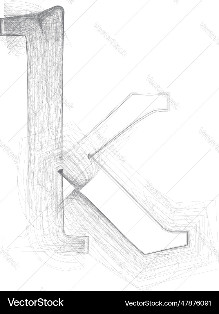 Doodle digital drawn sketch letter k Royalty Free Vector