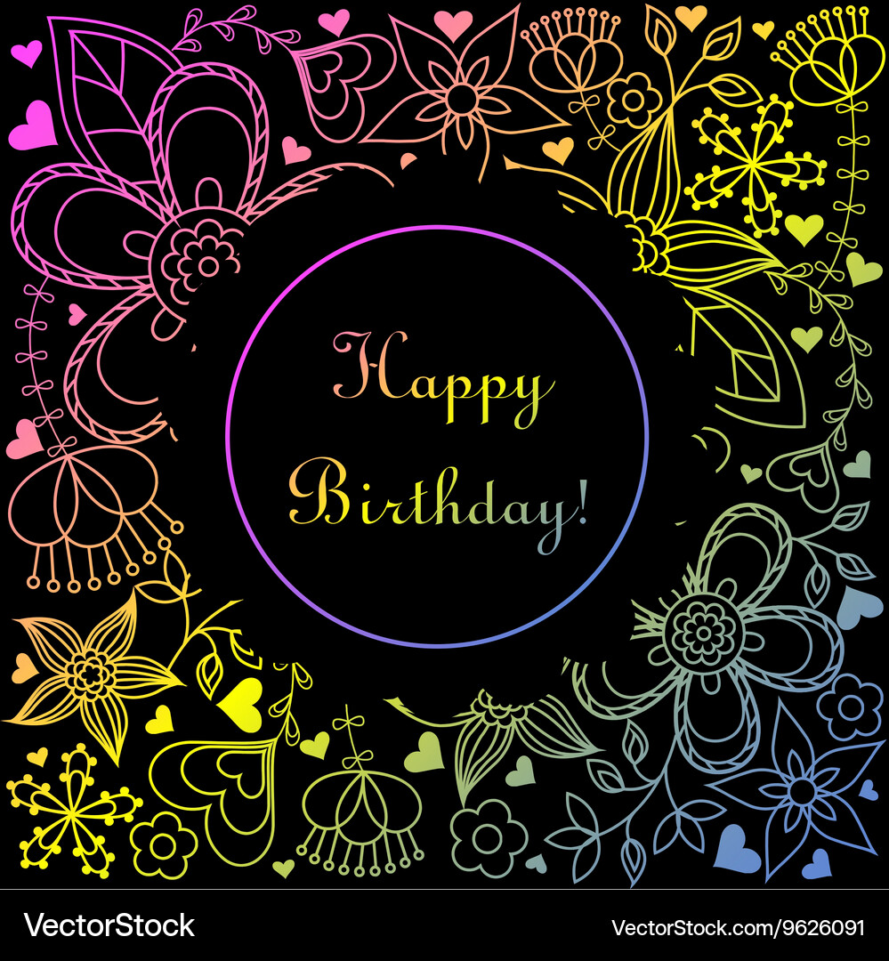 Happy birthday card with gradient hearts Vector Image