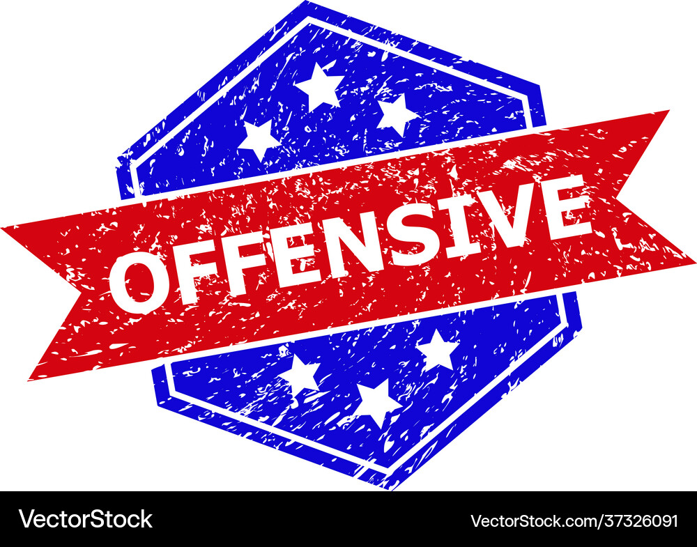 Hexagon bicolor offensive rubber stamp Royalty Free Vector