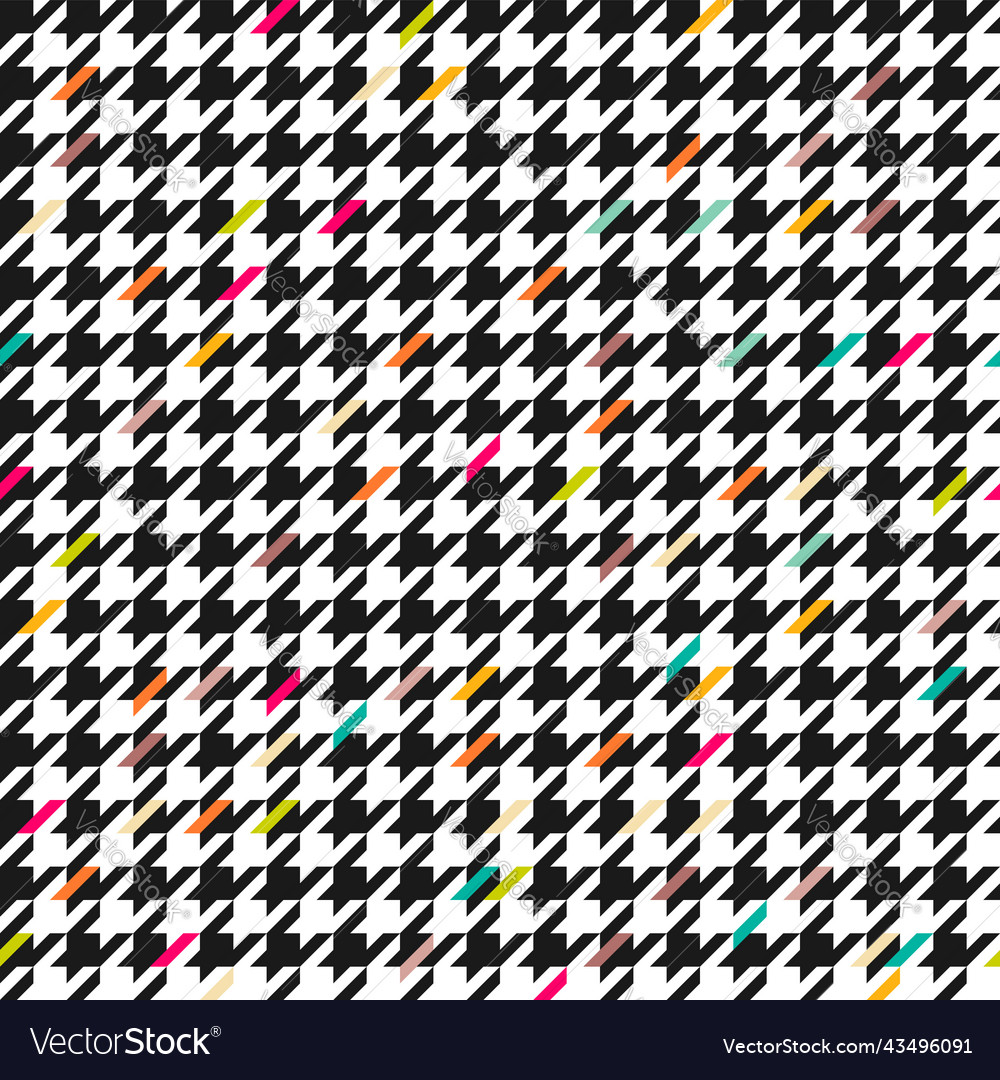Houndstooth pattern with colorful elements Vector Image