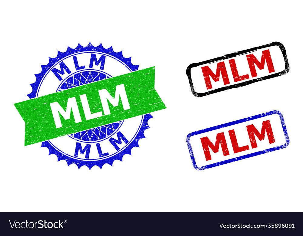 Mlm Rosette And Rectangle Bicolor Badges Vector Image