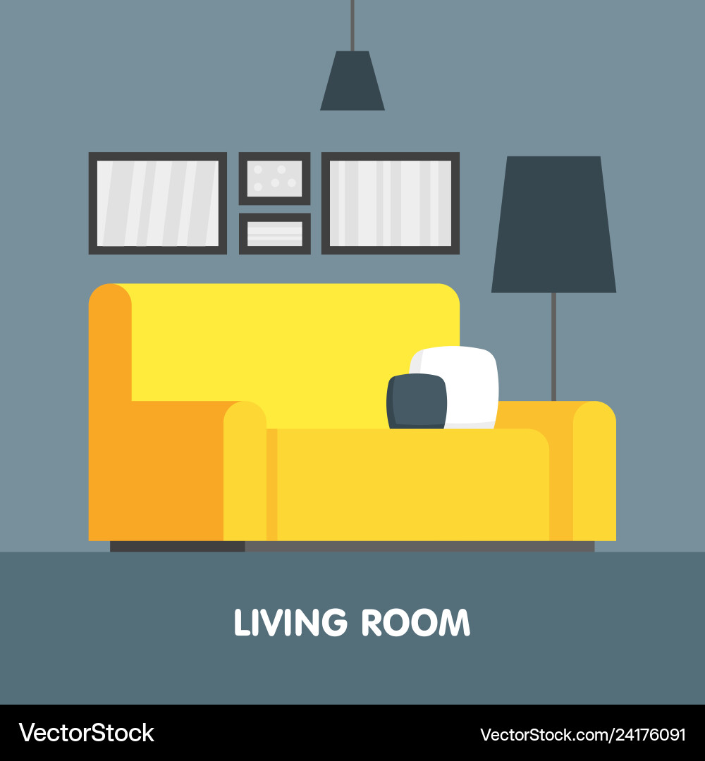 Modern living room interior design icon Royalty Free Vector