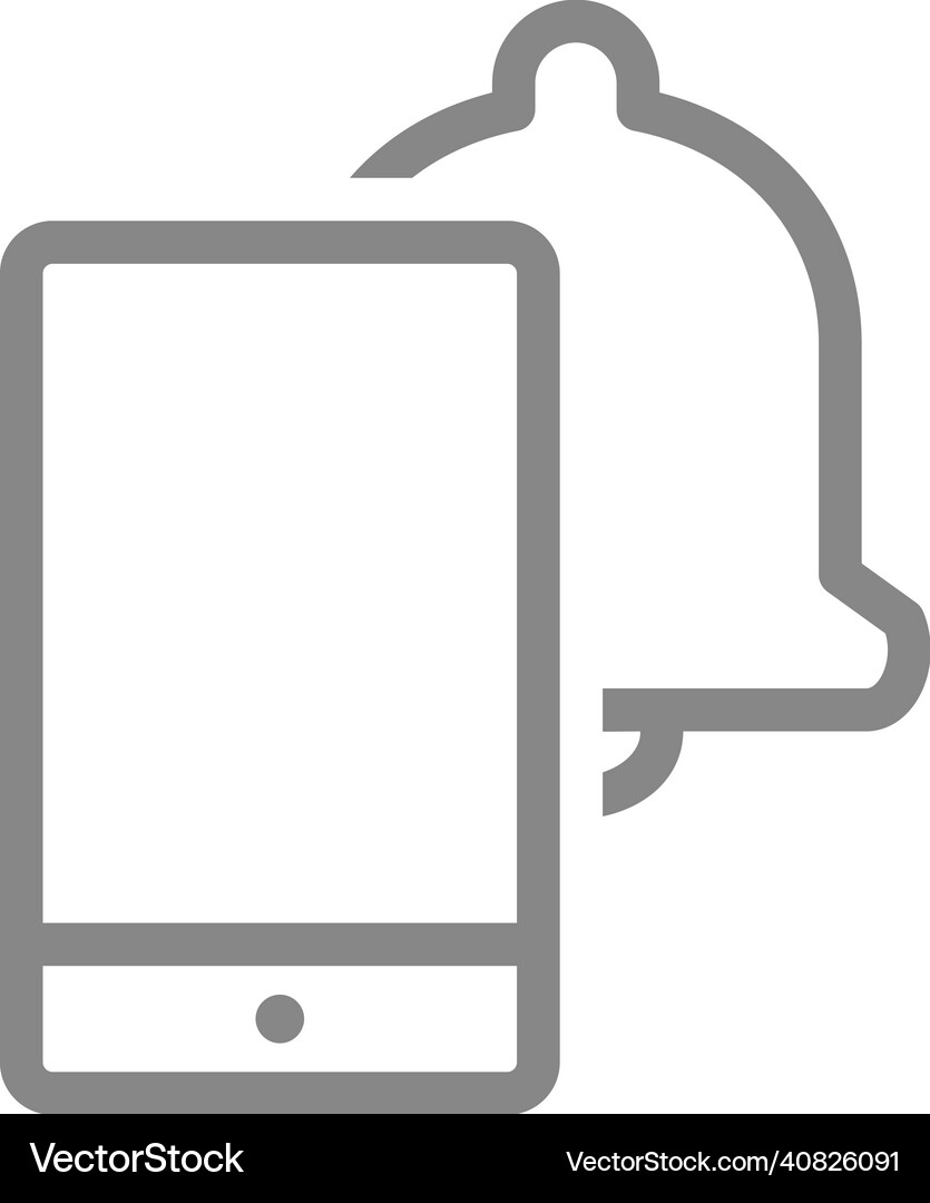 Notification bell and phone line icon mobile Vector Image