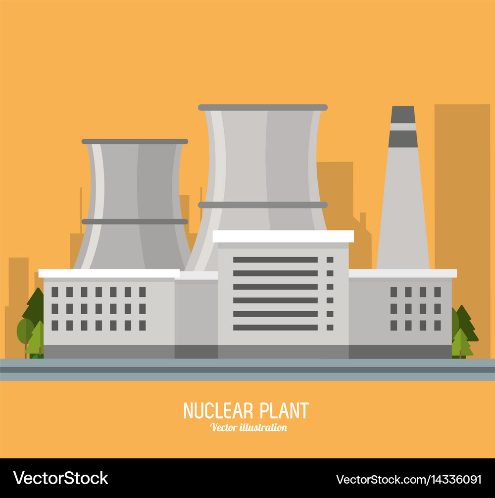 Nuclear plant power trees industry icon Royalty Free Vector