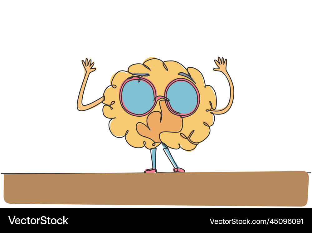One single line drawing of nerd human brain Vector Image