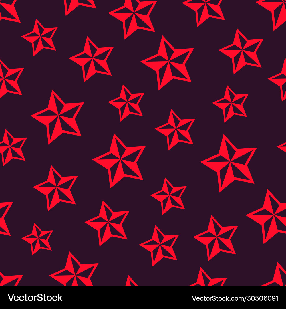 Red stars on dark seamless background Royalty Free Vector
