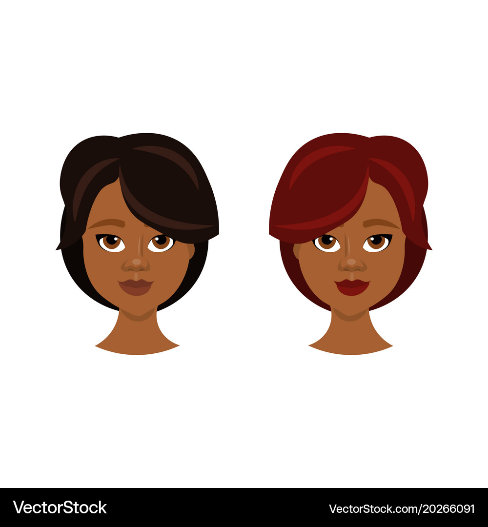 Set african american female face with different Vector Image