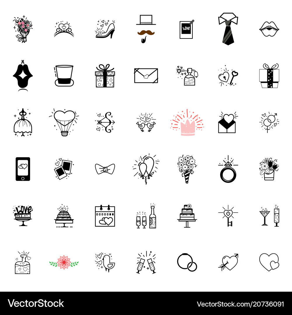 Wedding icons large set for organizing and Vector Image