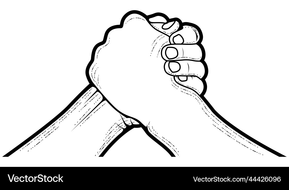 Arm wrestling contest two hands symbol Royalty Free Vector