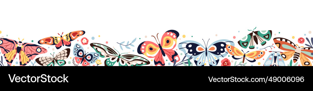 Butterflies decorative border design nature Vector Image